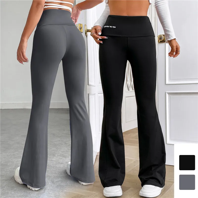Pantalon requin micro évasé pour femme, leggings de yoga minces, pantalon taille haute, pantalon ...