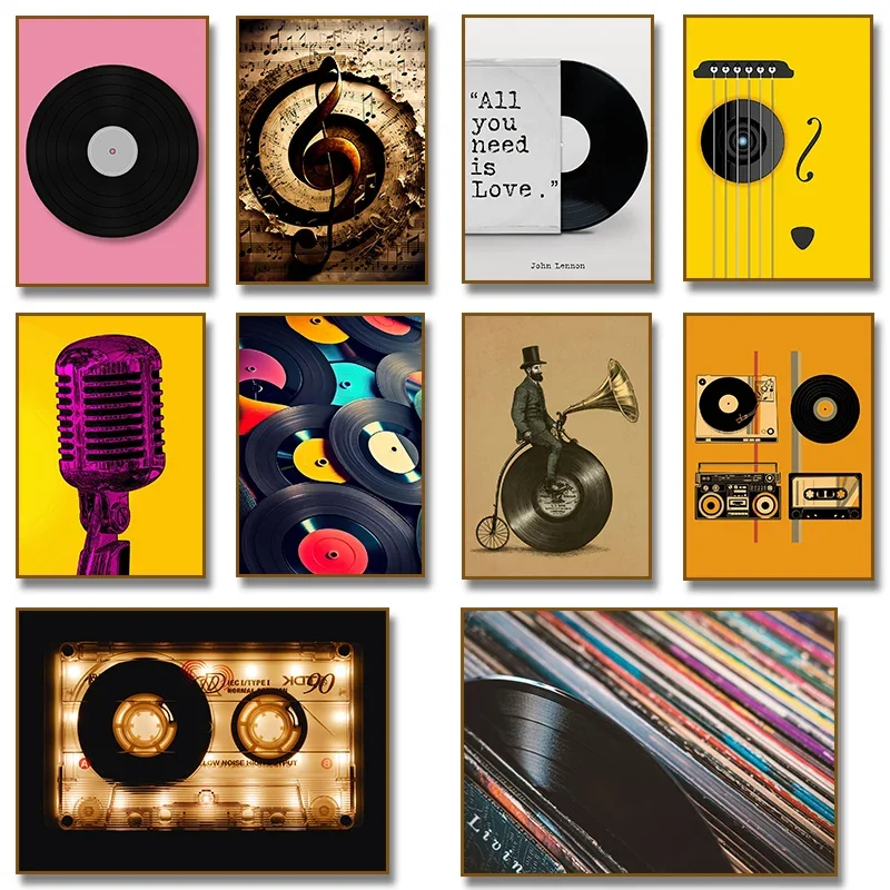 Colorful Vinyl Record Music Poster HD Prints Canvas Painting Wall Art ...