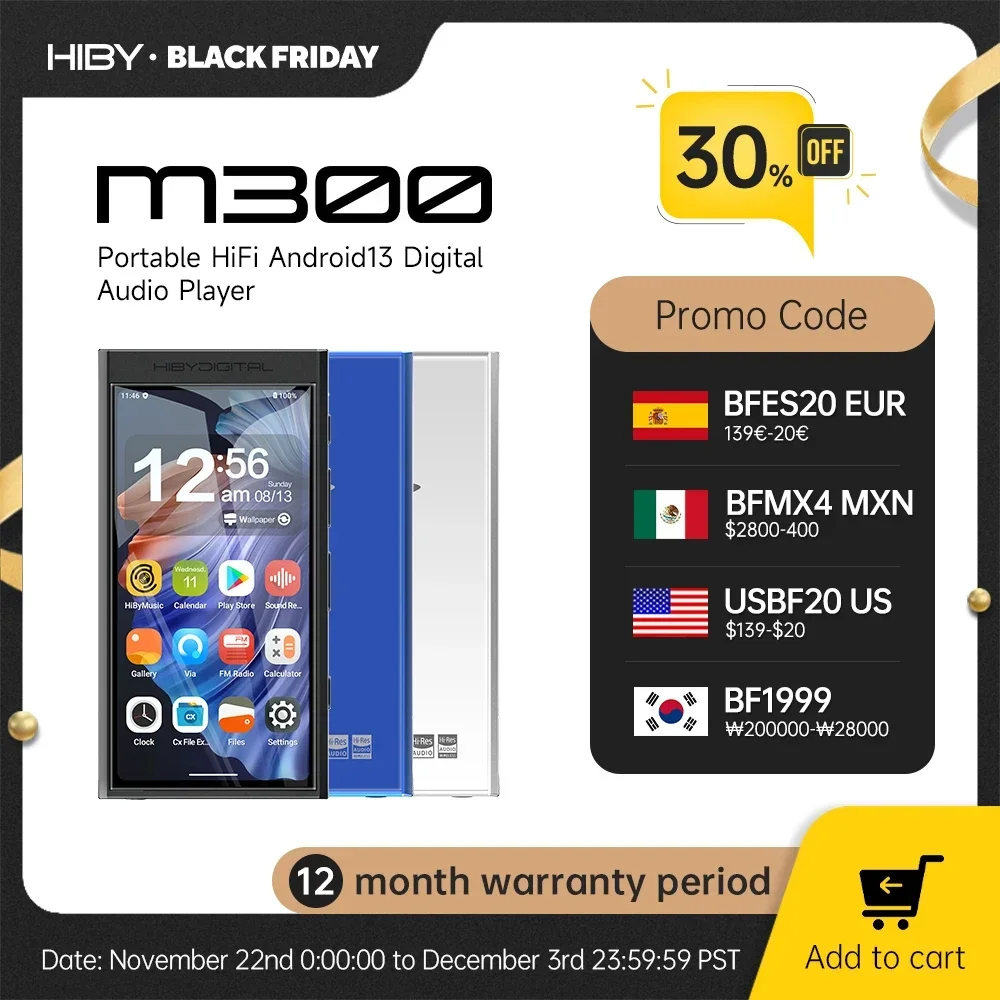 HiBy-Digital-M300-Android-13-Music-Player-MP3-HiFi-Audio-Bluetooth-WiFi ...