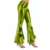 Women Shiny Flare Trousers Laser Metallic Wetlook Ruffle Wide Leg Pants ...