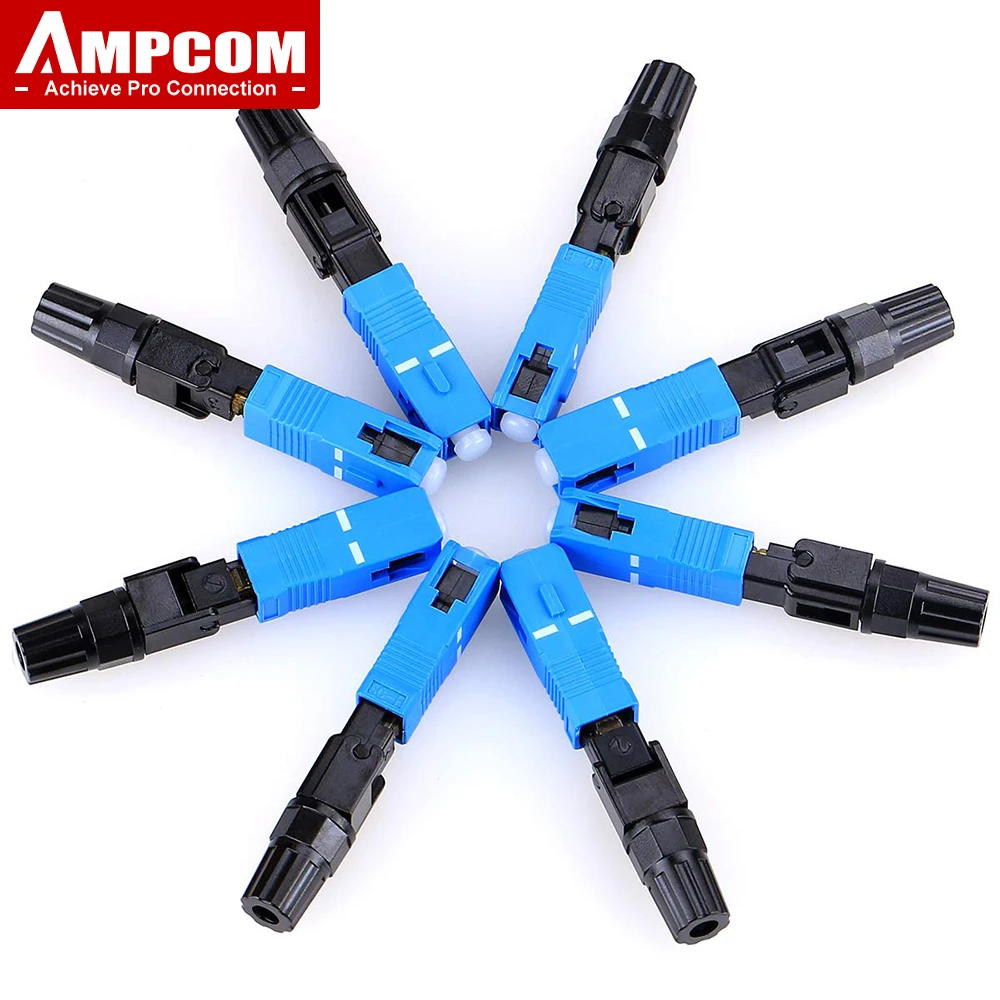Ampcom Sc Upc/apc Fiber Optic Quick Connector, Ftth Single Mode Fast Field Assembly Reusable ...