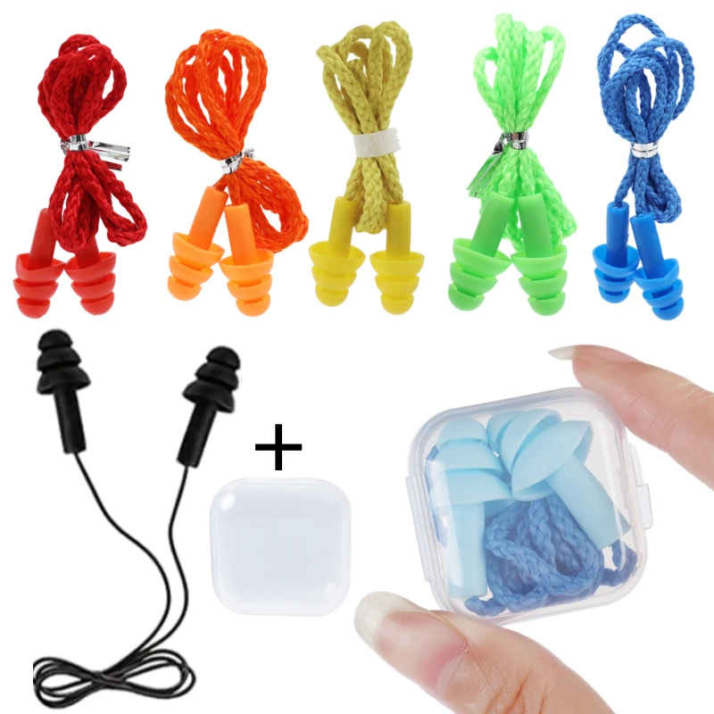 Diving-Sports-Swimming-Waterproof-EarBuds-With-Rope-Soft-Dust-Proof-Ear ...