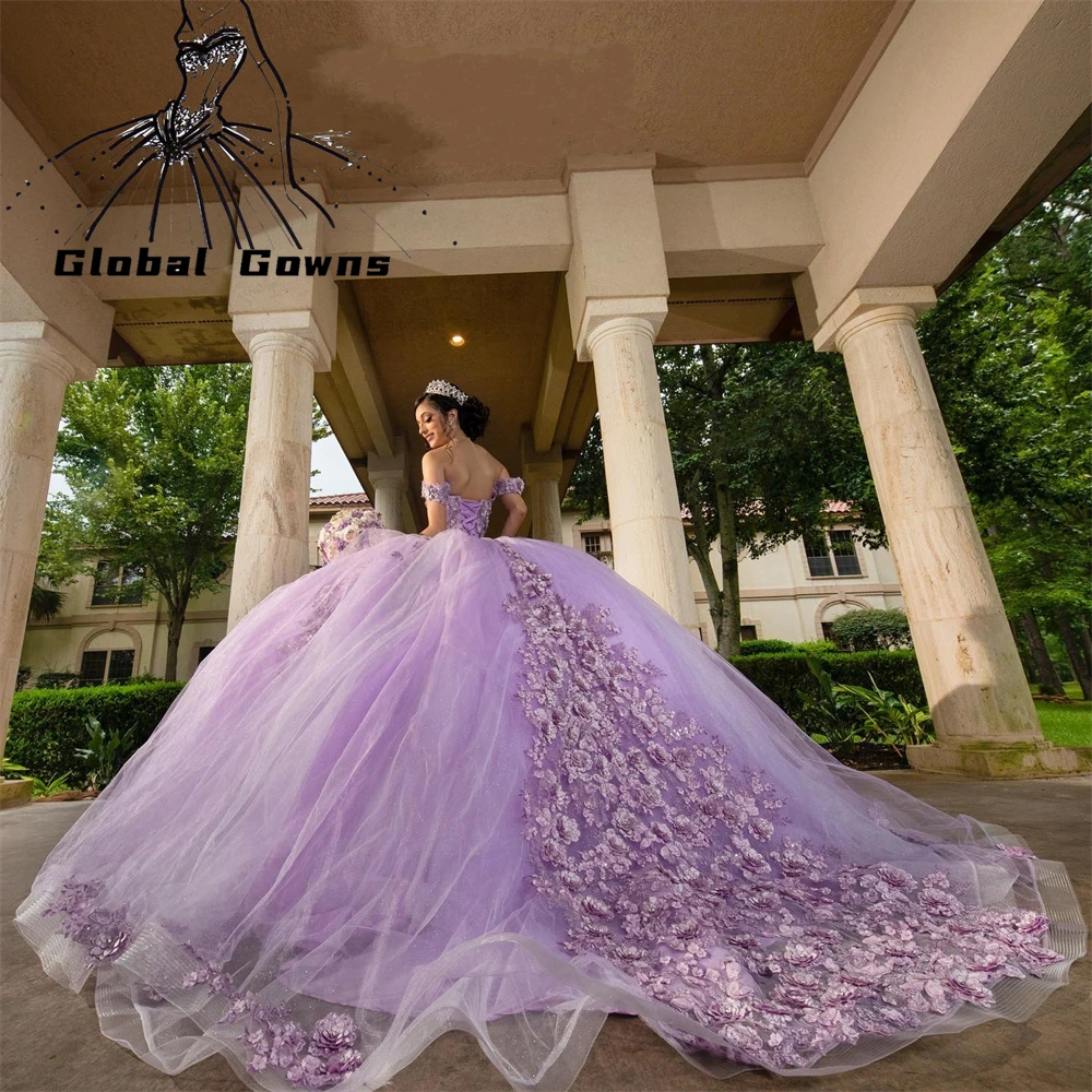 Princess Lilac Purple Off The Shoulder Ball Gown Quinceanera Dresses ...