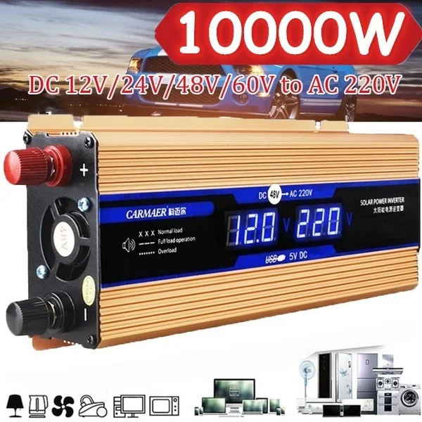 Inversor de energia solar, conversor de onda senoidal modificado, DC 12V, 24V, 48V, 60V para ...