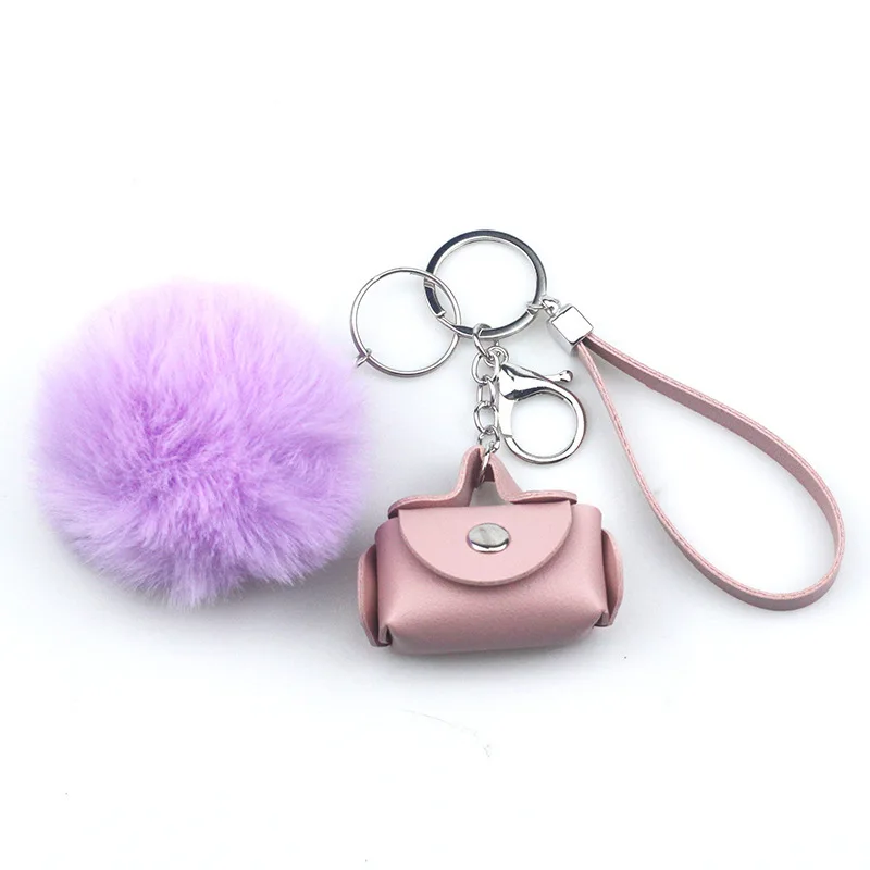Fluffy Plush Ball Keychain Faux Fur Pompom Bag Pendant Key Ring Solid ...