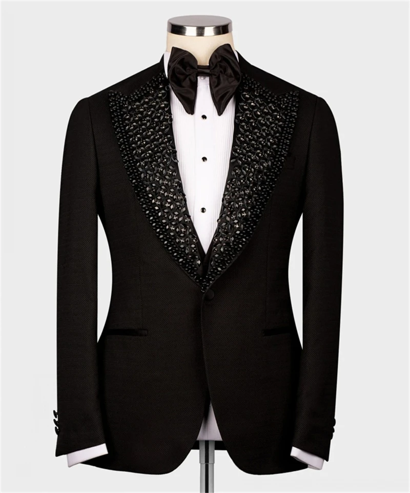 Luxury-Wedding-Tuxedo-Black-Formal-Groom-Men-Suits-Slim-Fit-Crystals ...