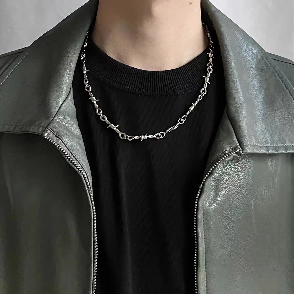 Punk Thorns Chain Necklace for Men Streetwear Barbed Wire Brambles Boys ...