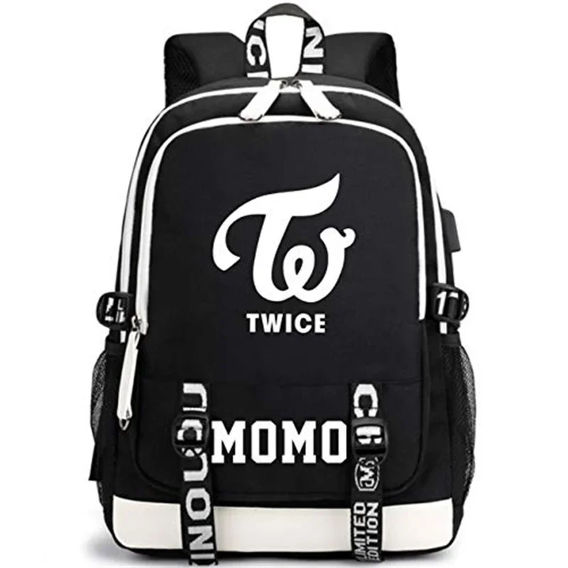 Kpop twice large capacity USB charging book bag mochila travel bag Sana ...