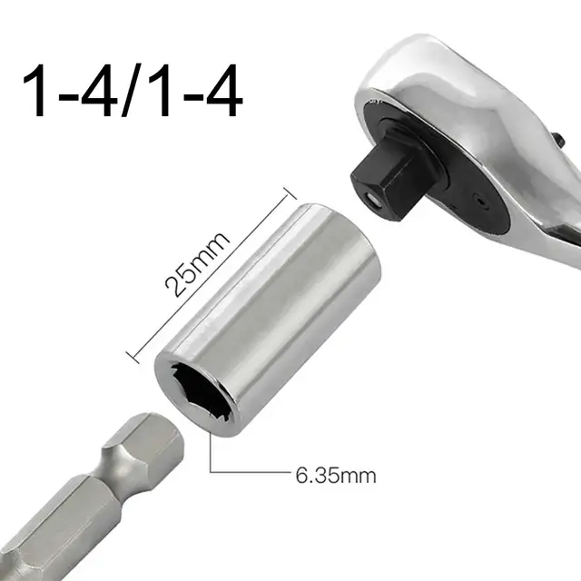 1/4 1/2 3/8 Bit Socket Adapter Square Drive Hex Bit Holder Electric ...