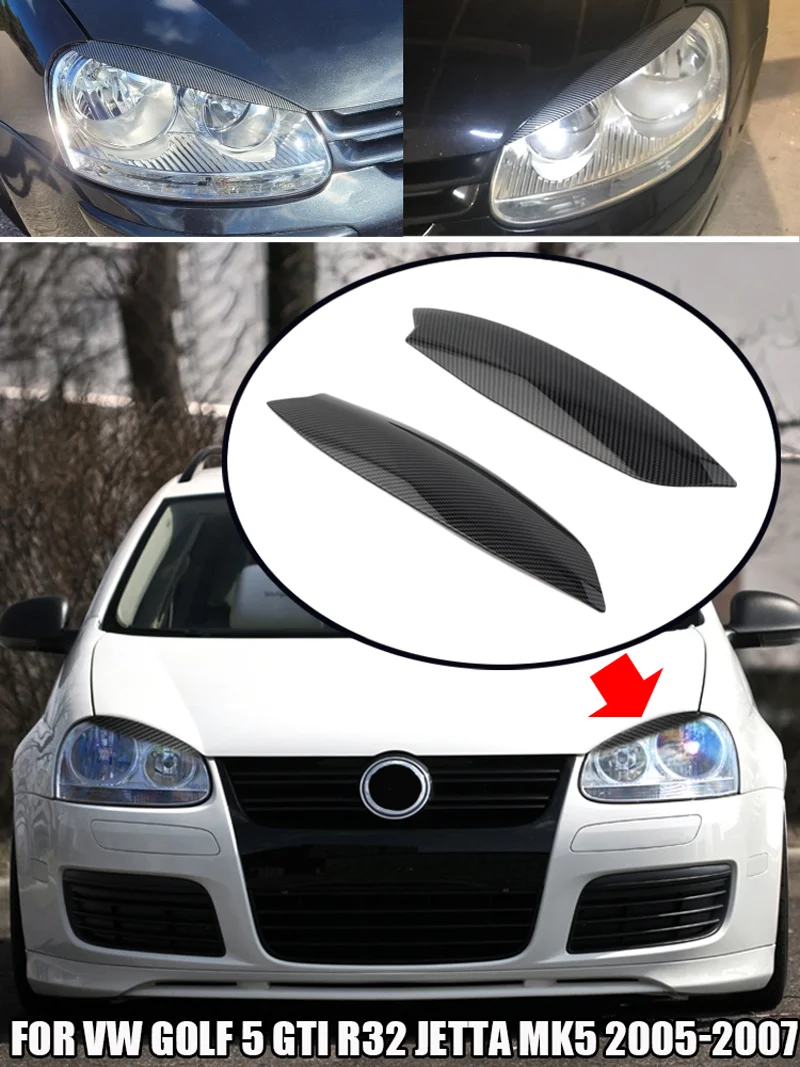 Fit For VW Accessories Golf 5 GTI R32 Jetta MK5 2005 2006 2007 Carbon Fiber ABS Headlight Eyelids Eyebrow Cover Trim AliExpress