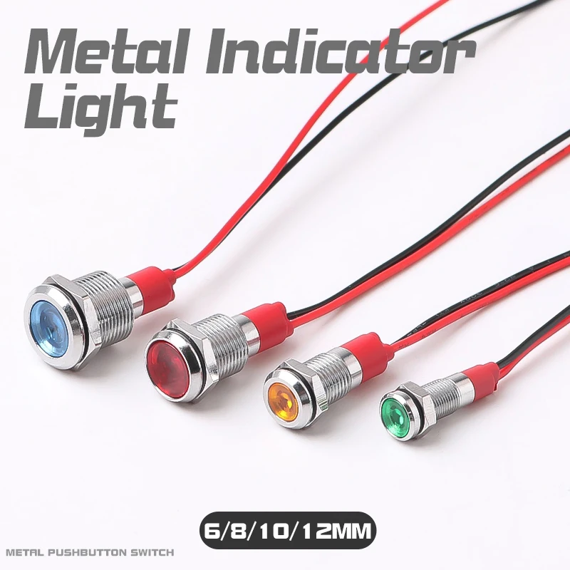 LED-Metal-Indicator-Light-6-8-10-12mm-With-Wire-Waterproof-Highlight ...