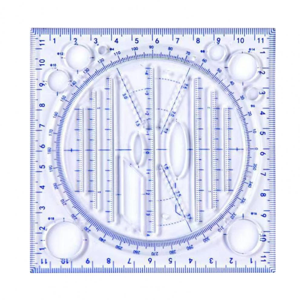 Multifunction Rotatable Drawing Template Ruler Mathematics Stereo ...