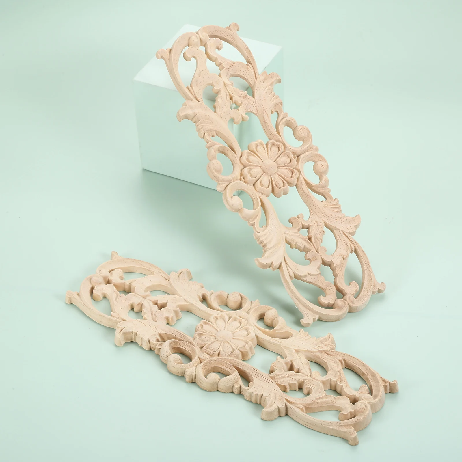 1PC Flower European Woodcarving Decals Carved Corner Home Decor Cabinet ...