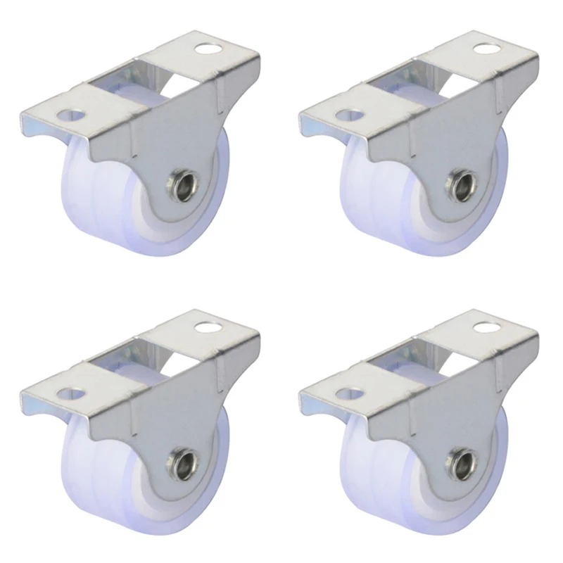 4Pcs-White-Rail-Fixed-Casters-Small-One-Way-Wheel-1-Inch-Strong-Plastic ...