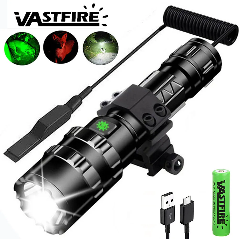 LED-Tactical-Hunting-Flashlight-Red-White-Green-Light-Torch ...