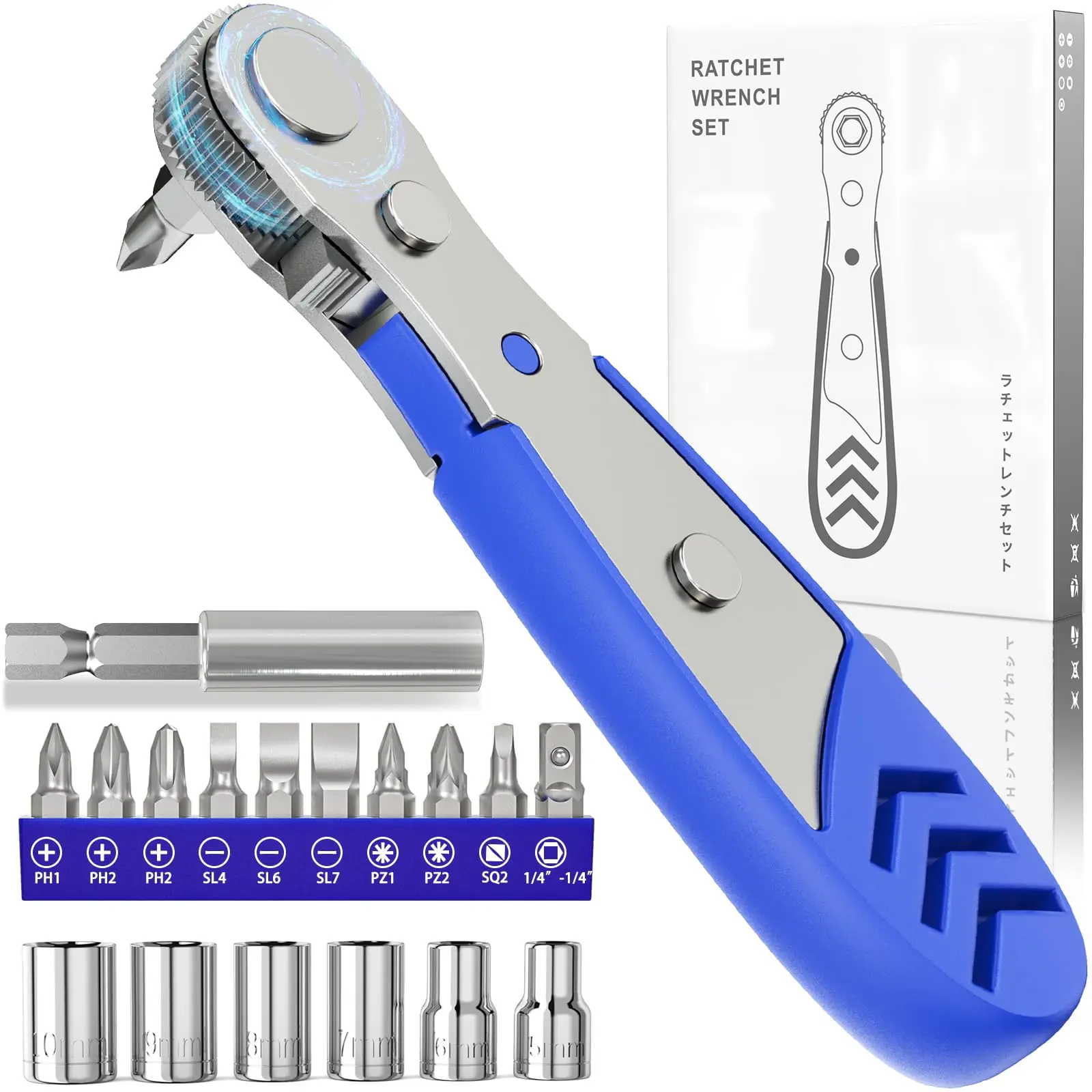 Mini 17 in 1 Right Angle Ratchet Screwdriver 36 Teeth Socket Wrench Set ...