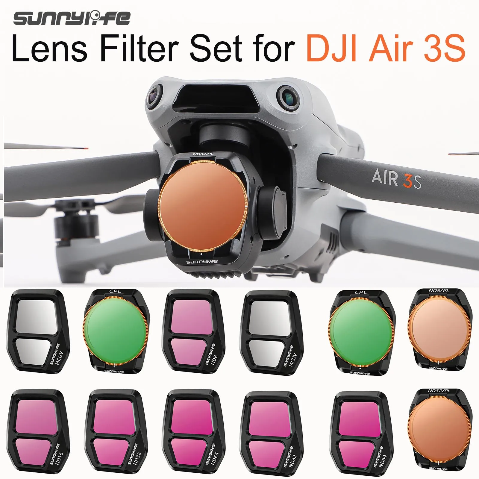 Camera Lens Filter Set for DJI Air 3S UV CPL ND8/16/32/64 Optical Glass ...
