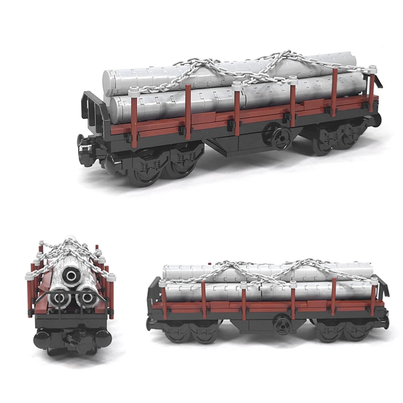MOC Train Container Heavy Duty Train Railway Wood Transport Car Urban ...