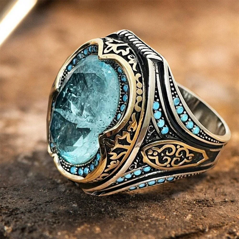 Vintage-Men-s-Handmade-Turkish-Blue-Zircon-Stone-Ring-Ancient-Silver ...