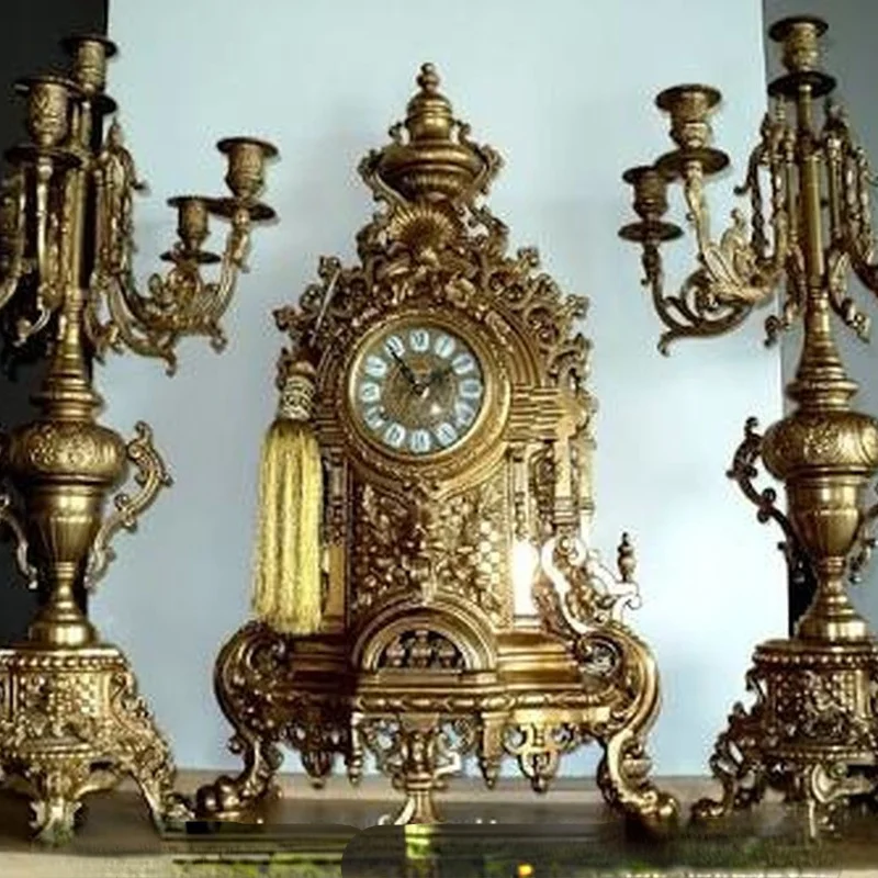 Full-Set-Luxury-Classic-Home-Decor-Brass-Angel-Table-Clock-and ...