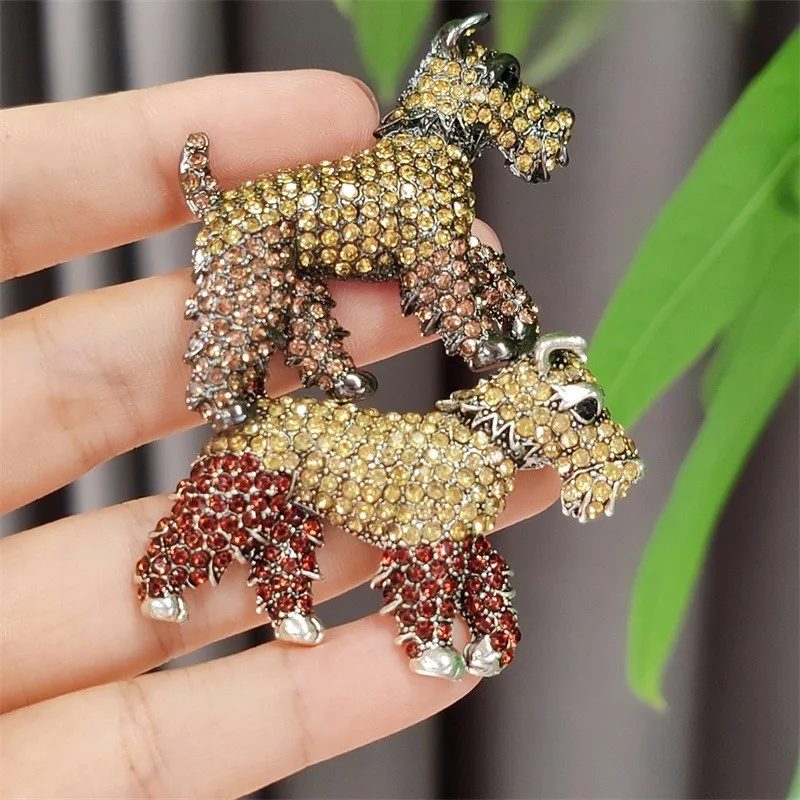 Lovely-Schnauzer-Dog-Brooches-For-Women-Unisex-Sparkling-Rhinestone ...