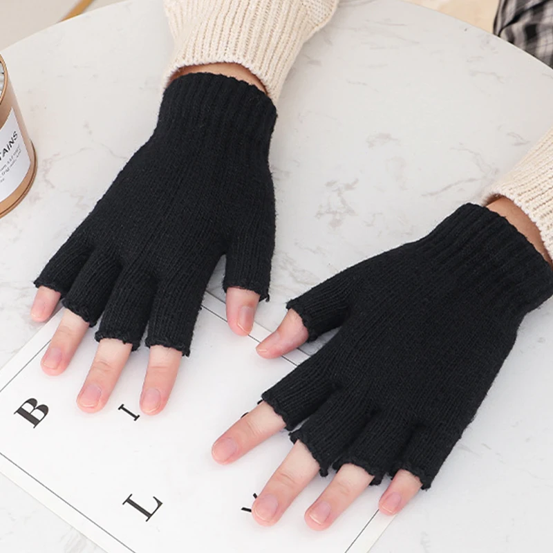 Winter Short Fingerless Gloves | Black Winter Gloves Fingerless - Black ...