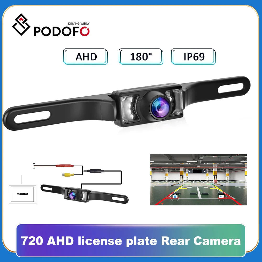 Podofo Car License Plate Rear Camera Reverse Backup Parking System ...