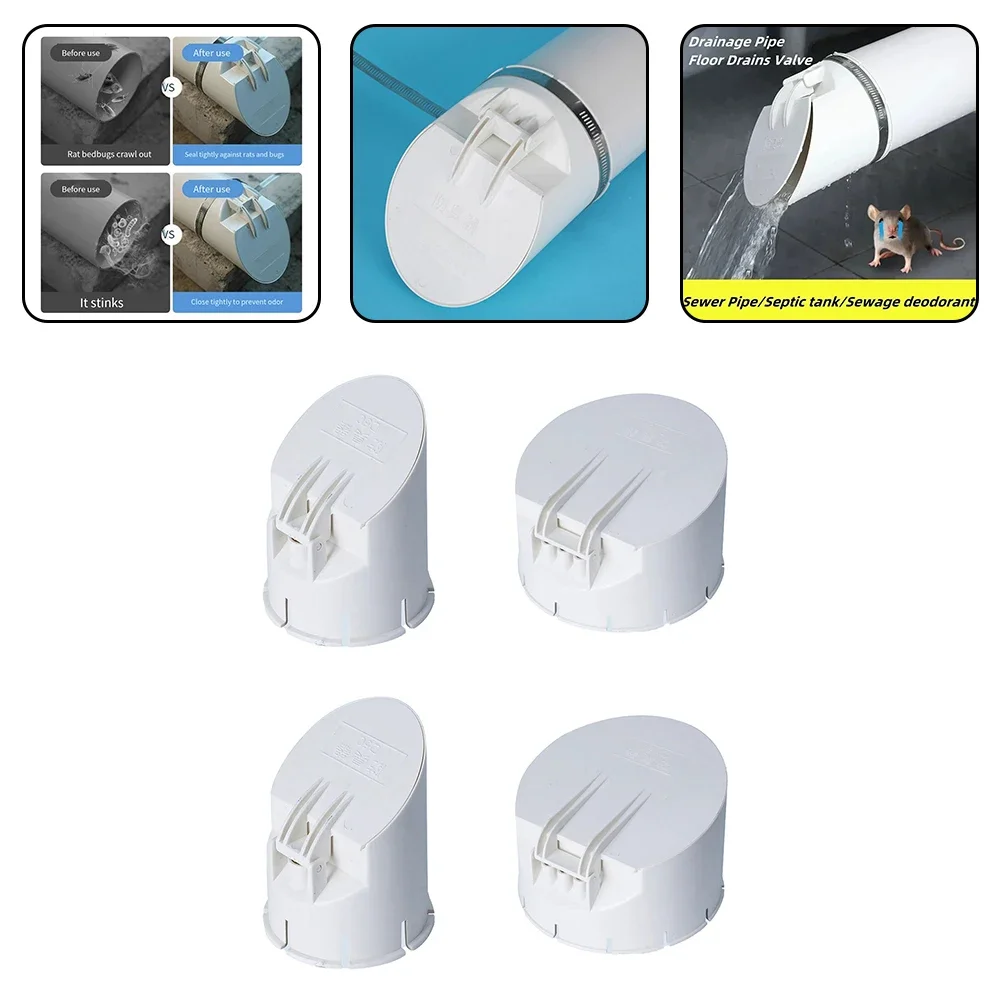 1pc-50mm-160mm-Drain-Pipe-Check-Valve-Cover-Filter-Plug-PVC-White-Anti ...