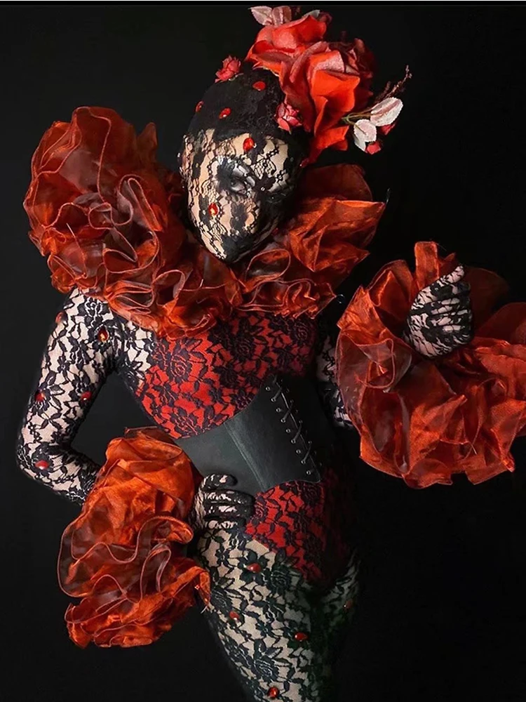 Body-de-encaje-Sexy-para-mujer-traje-de-Reina-Festival-Rave-club ...