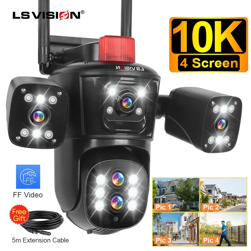 LS-VISION-10K-20MP-Four-Screens-WiFi-PTZ-Camera-10X-Optical-Zoom-Auto-Tracking-Humanoid ...