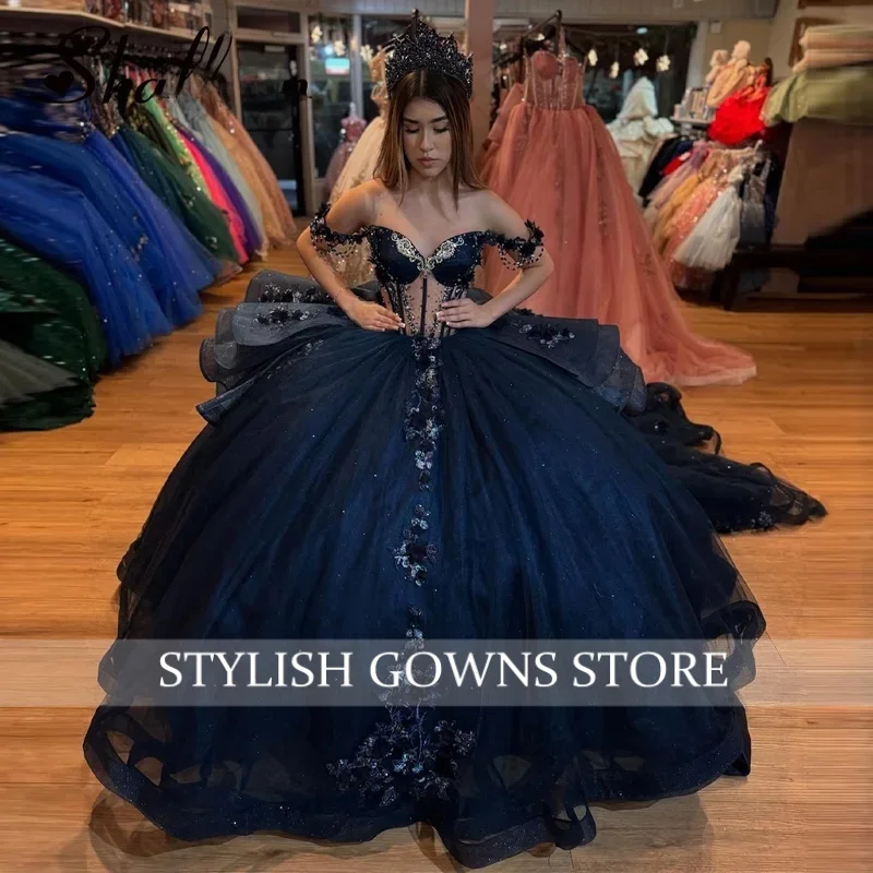 Stylish Quinceanera Dresses Off the Shoulder Ruched Appliques Tulle ...