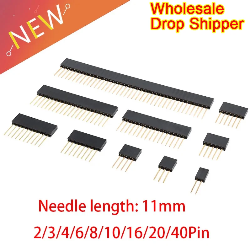 5-Pieces-40Pin-Connector-Header-Round-Needle-Gold-Plated-1x40-Golden ...