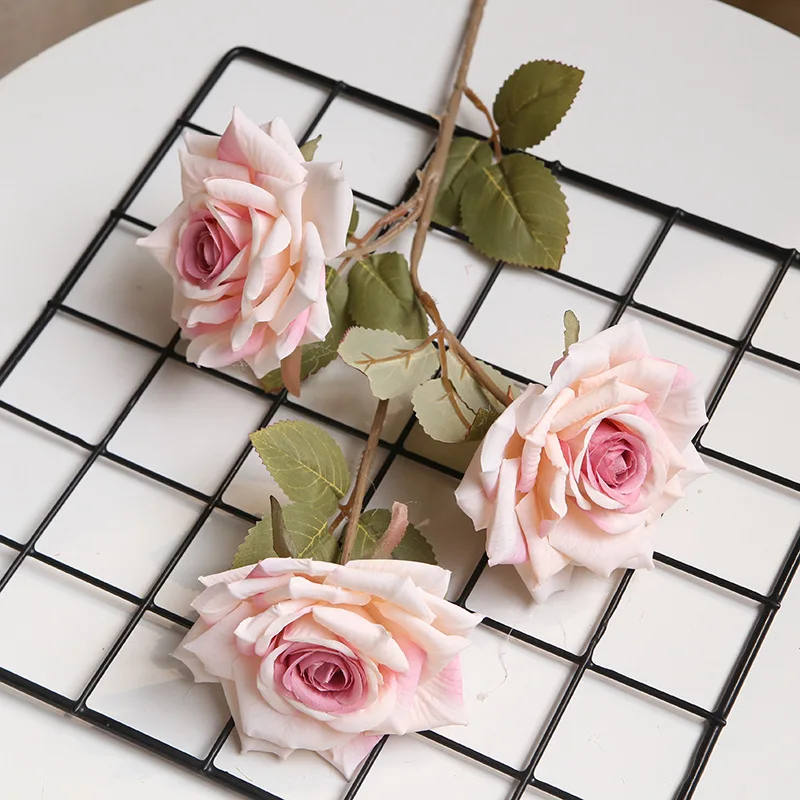 Simulation-3-Head-Coated-Roses-Wedding-Flower-Material-Roadmap-Flower ...