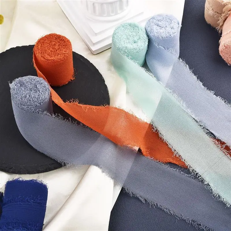 Fita de chiffon afiada seda como fitas convite de casamento buquê fitas de tecido 4cm x 5m ...