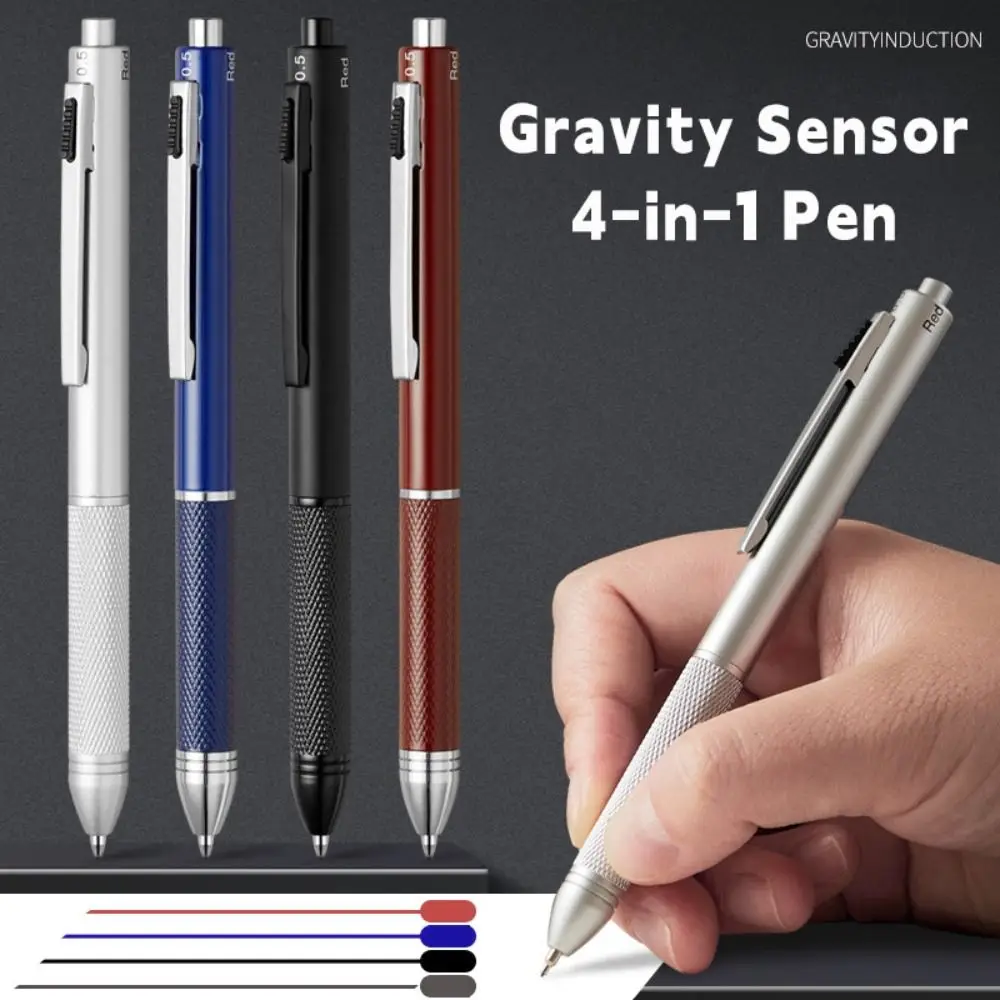 Simple Metal Multifunction Pen 4-in-1 Press Type 0.5mm Mechanical ...