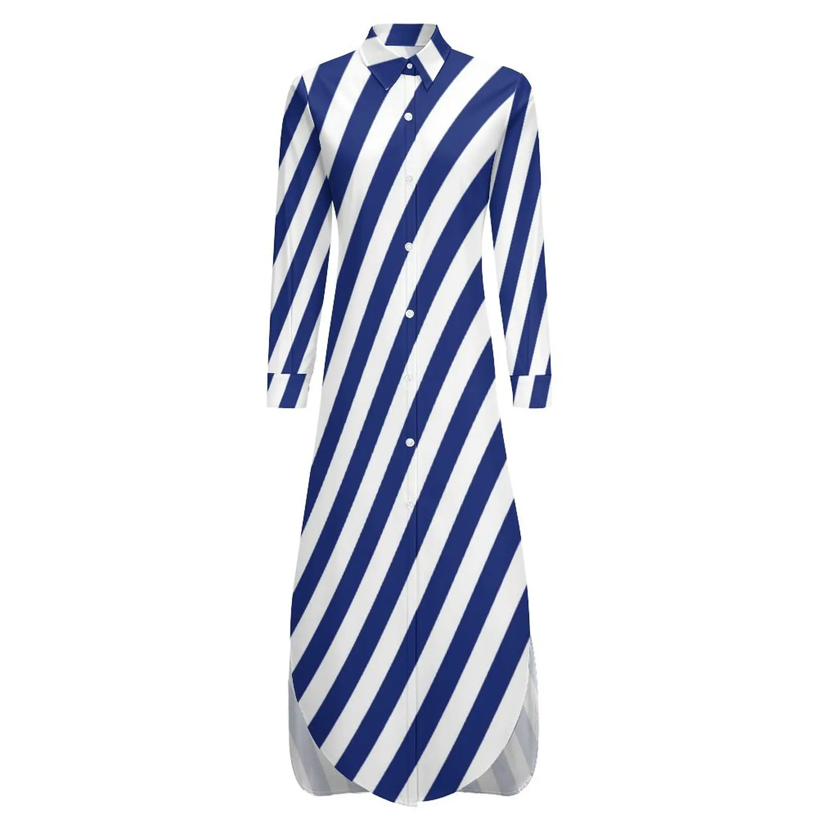 Navy Blue And White Casual Dress