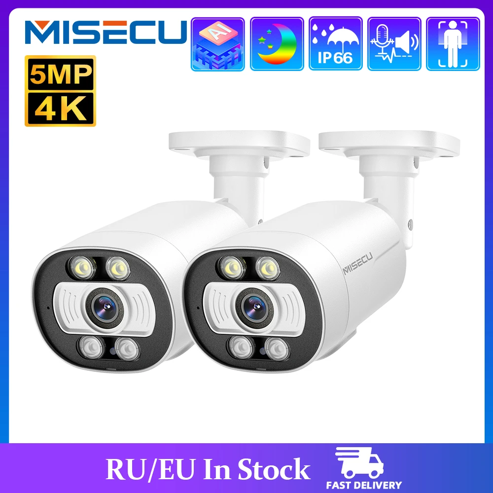 MISECU Ultra HD 8MP 4K Outdoor PoE IP Camera AI Smart H.265 Two Way ...