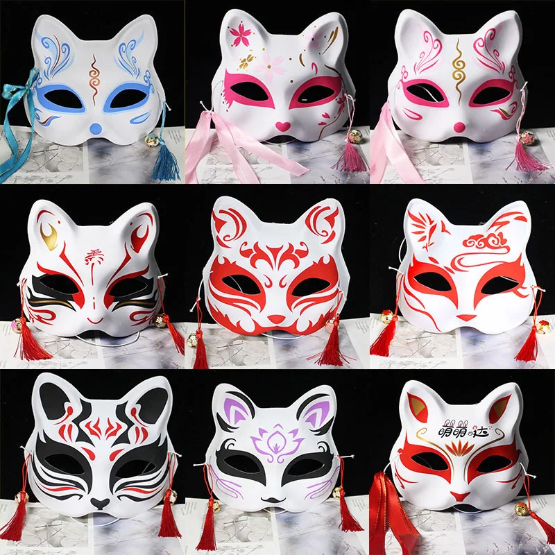 Anime-Foxes-Mask-Japanese-Cosplay-Rave-Hand-Painted-Cartoon-Demon ...