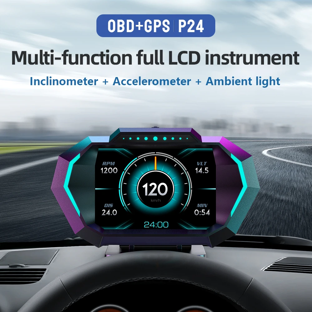 A P24 HUD Car OBD Head Up Display OBD+GPS Systerm HUD on Board Computer ...