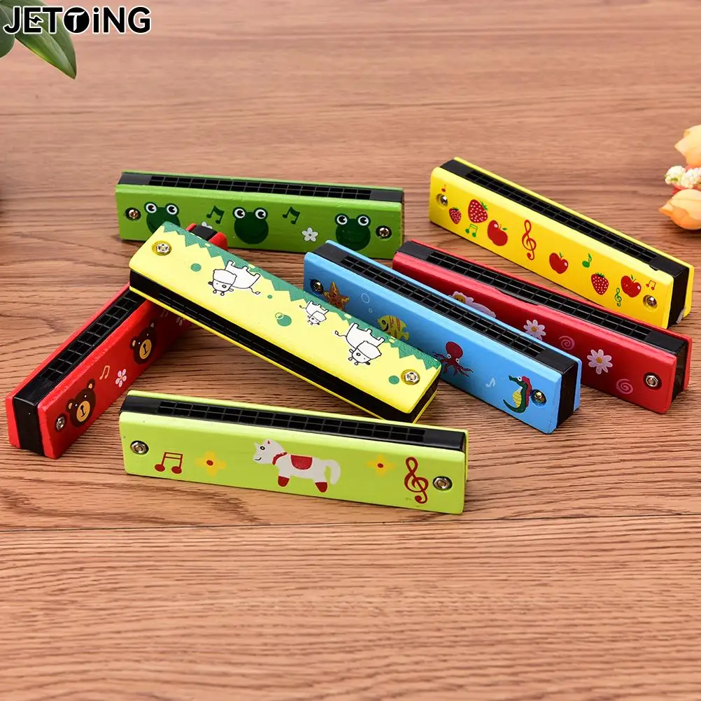 Double Row 16 Hole Harmonica Musical Instruments Children's Wooden ...