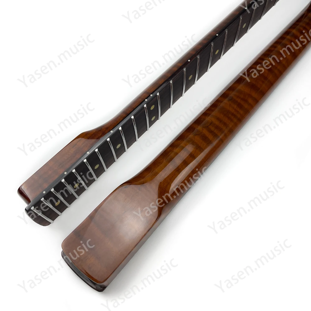 ST Electric Guitar Neck 22 Frets Tiger Flame Maple 12'' radius Dark ...
