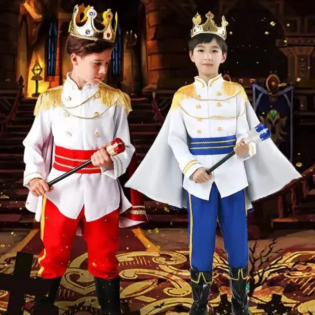 King Costume Kids Prince Costume Set - Red King Cape & Crown For ...