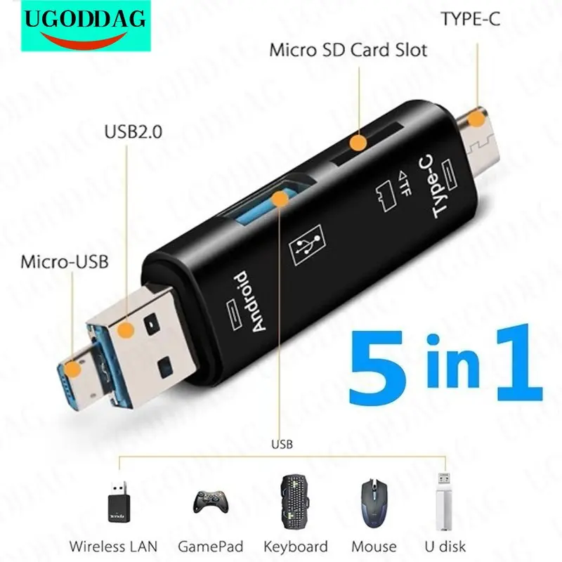 5 In 1 Multifunction Usb 2.0 Type C Usb Micro Usb Tf Sd Memory Card ...