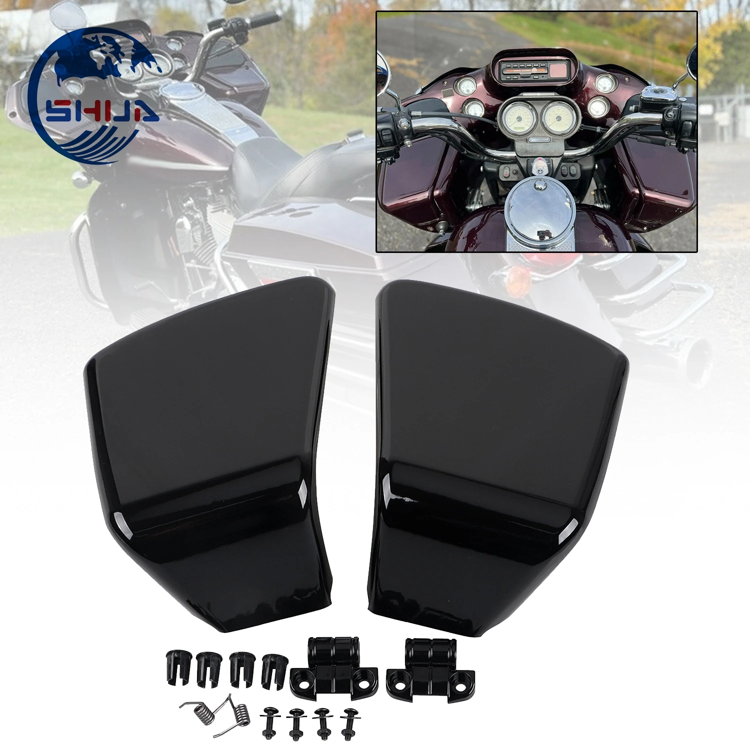 Motorcycle Vivid Black Inner Fairing Glove Box Door Cover Kit For ...