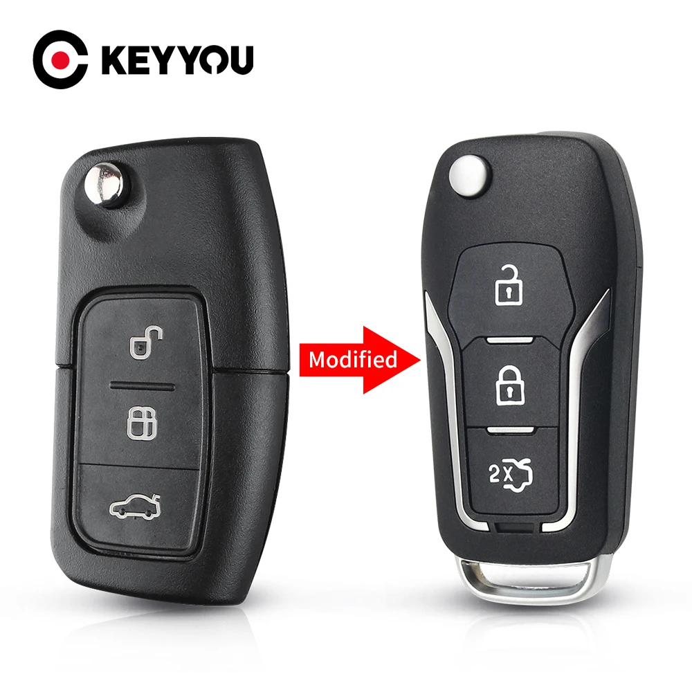 KEYYOU 3 Button Modified Flip Folding Remote car Key Shell Case for Ford Focus 2 3 mondeo Fiesta ...