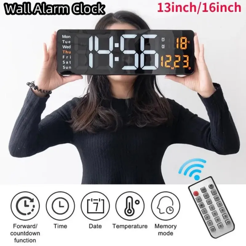 13-16inch-Wall-mounted-Digital-Large-Screen-LED-Clock-With-Temperature ...