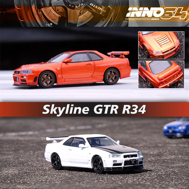 INNO 1:64 Skyline GTR R34 modelo de coche V SPEC II N1 blanco r tune ...