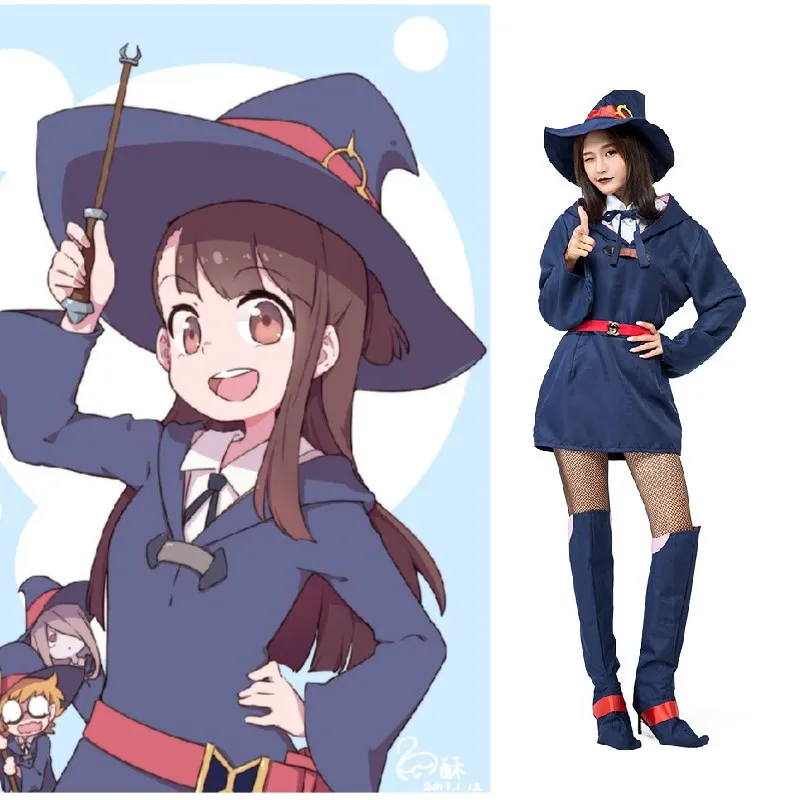 Halloween Cosplay Anime Akko Kagari Little Witch Capa Traje Hallowen ...
