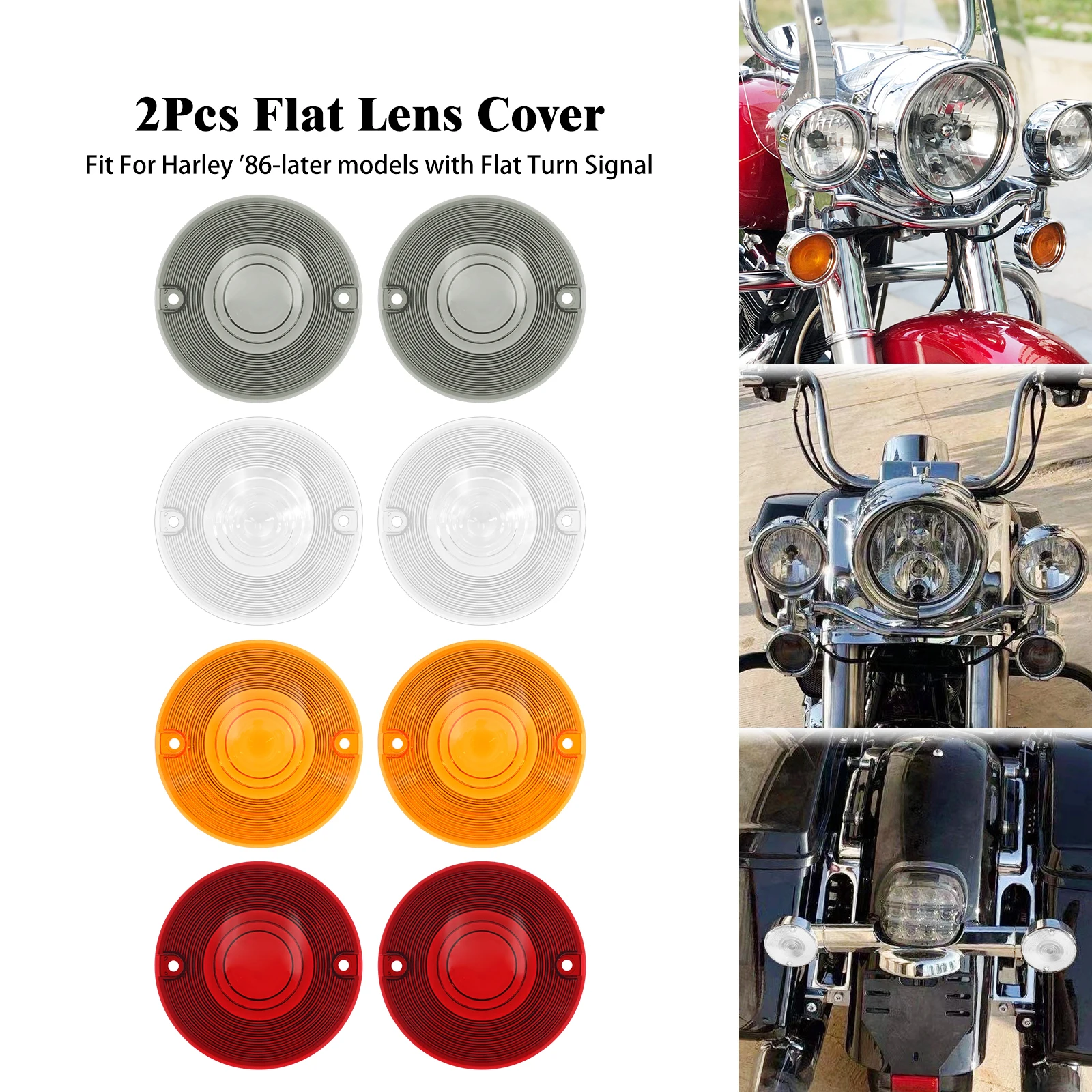 2X-Motorcycle-Turn-Signal-Flat-Lens-Cover-For-Harley-Touring-Road-King ...