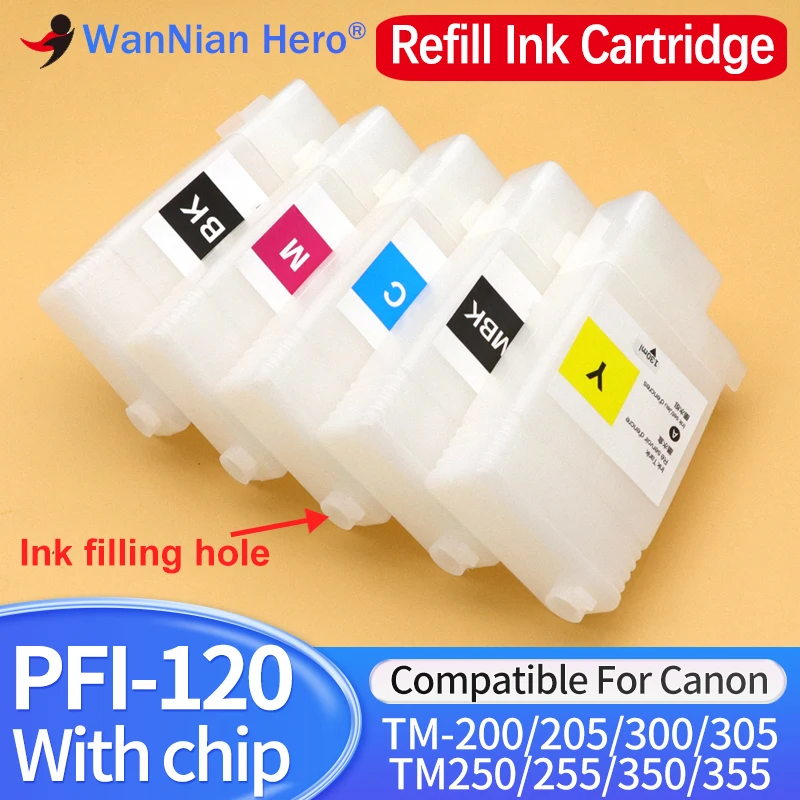 칩 PFI-120 PFI 120 PFI-121 리필 잉크 카트리지 Canon TM-200 TM205 TM300 TM305 ...